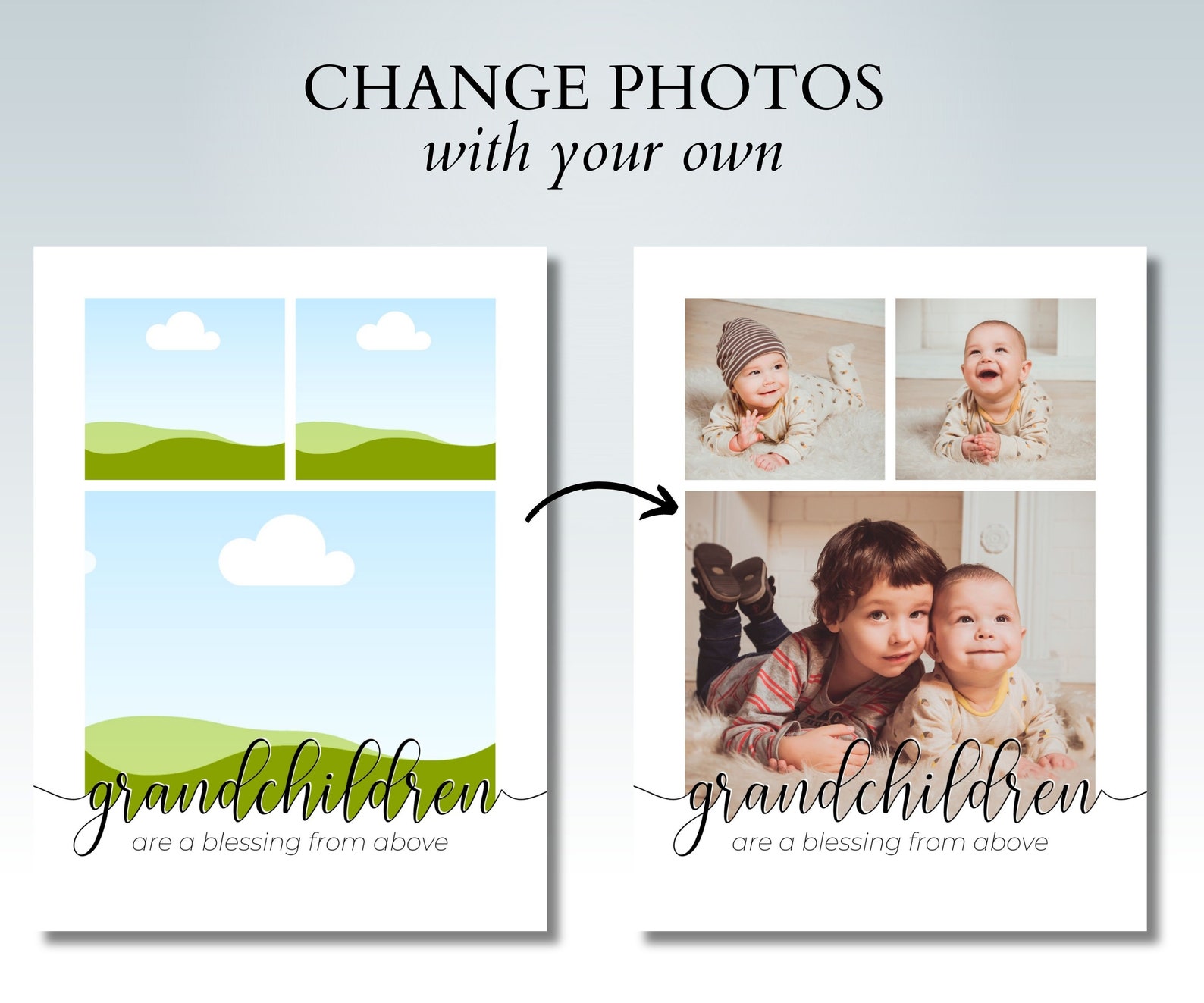 GRANDCHILDREN Are a Blessing From Above Photo Collage | Canva Template ...