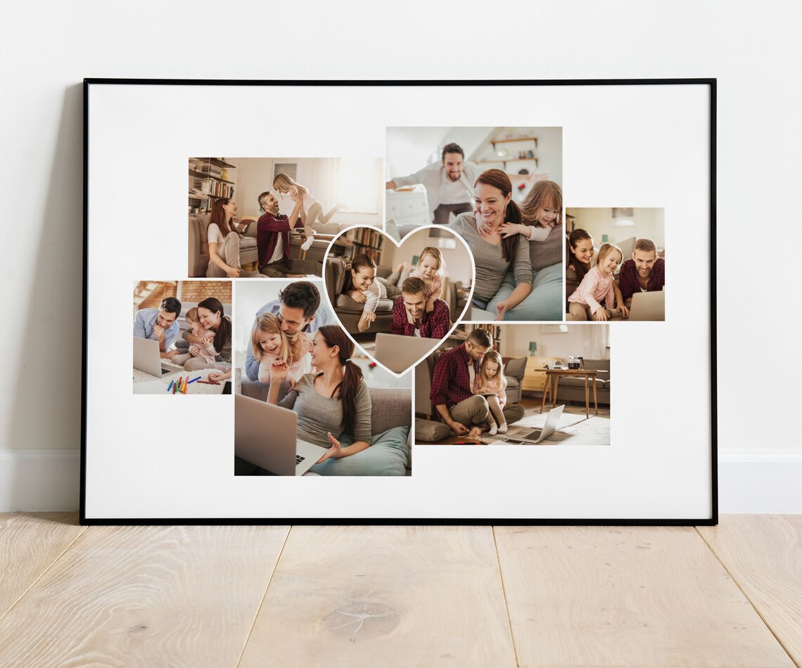Photo Collage With HEART in the Middle | Canva Template | Printable ...