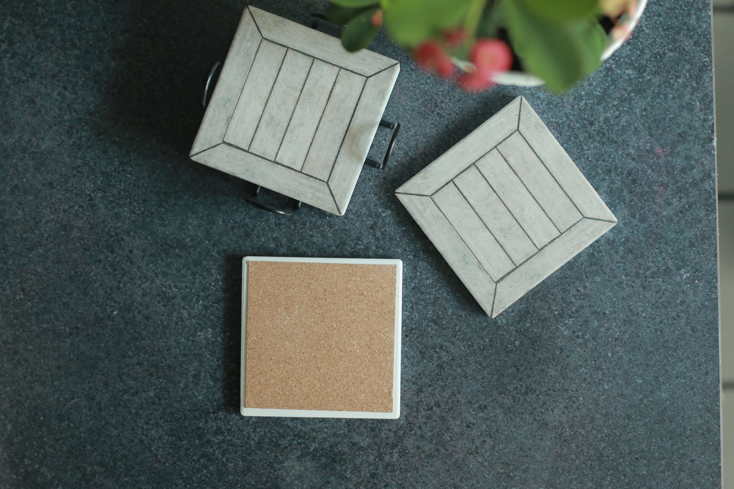 Rustic Farmhouse Coasters Set of 6 Ceramic Stone Drink Coasters With ...