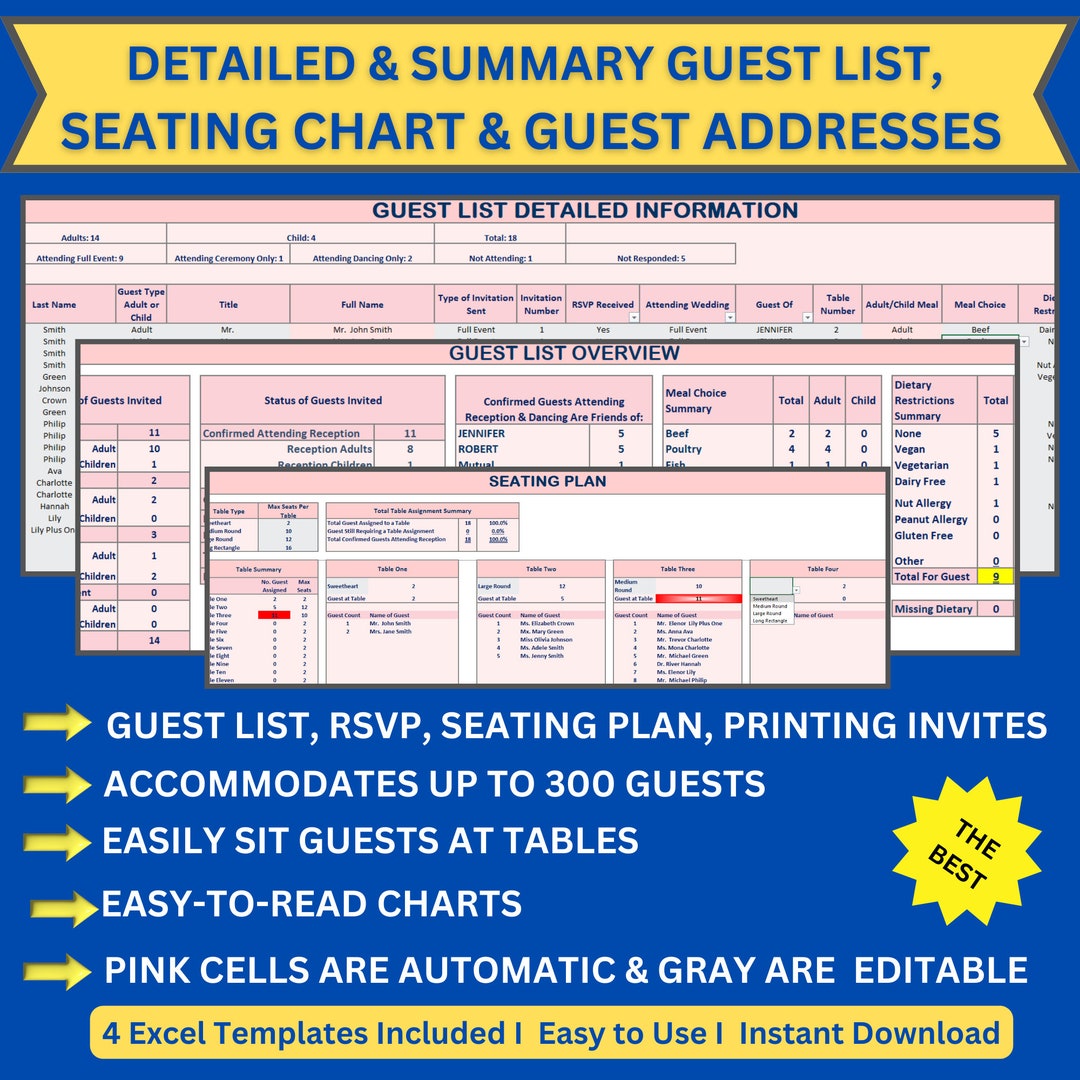 Stay Organized With Our Wedding Guest List RSVP Tracker and Table ...