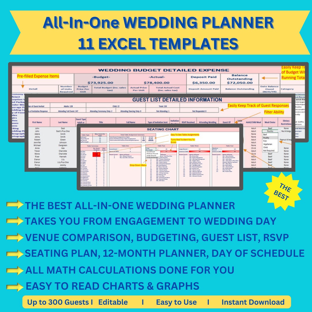 Ultimate All-in-one Wedding Planning Bundle: Organize Your Special Day With Ease Budget ...