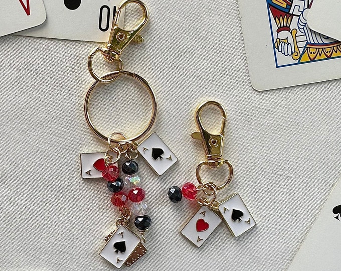 Handmade Miniature Poker Playing Card Keychain, Custom Ace of Hearts ...