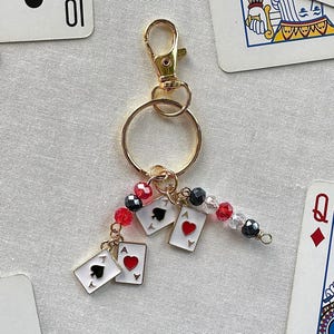 Handmade Miniature Poker Playing Card Keychain, Custom Ace of Hearts ...