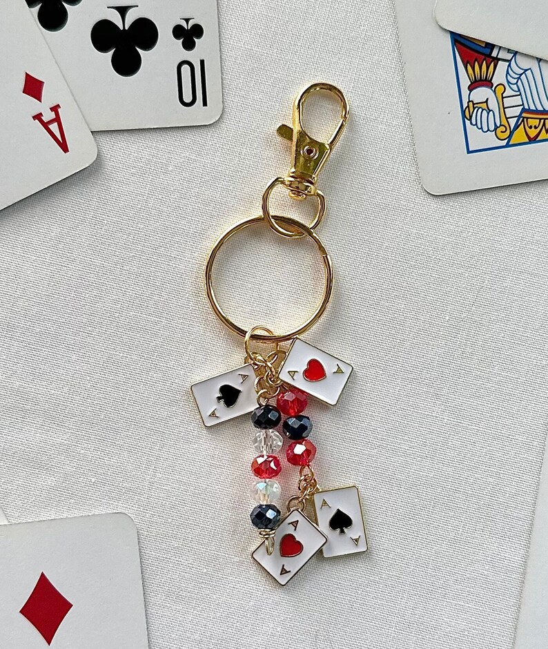 Handmade Miniature Poker Playing Card Keychain, Custom Ace of Hearts ...