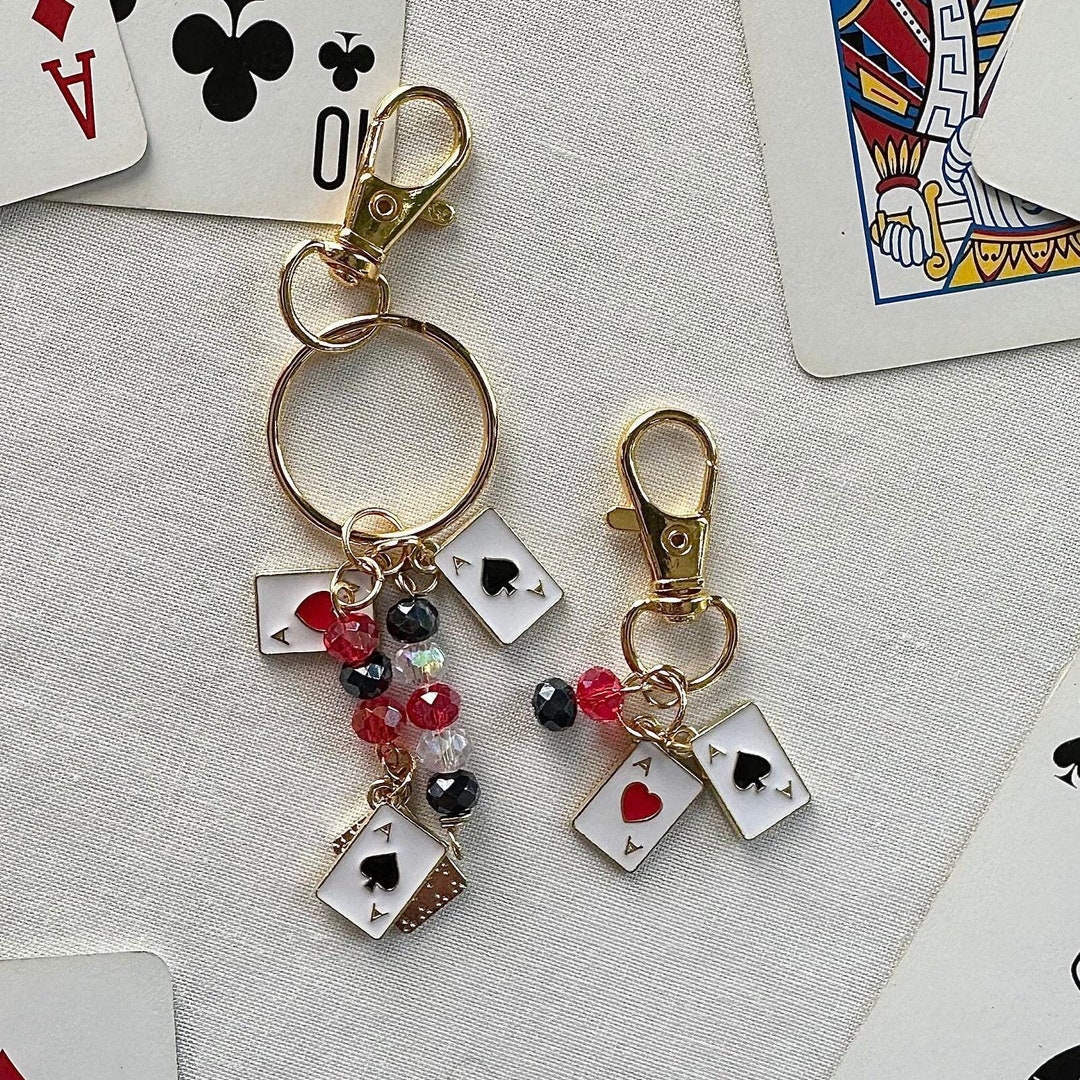 Handmade Miniature Poker Playing Card Keychain, Custom Ace of Hearts ...