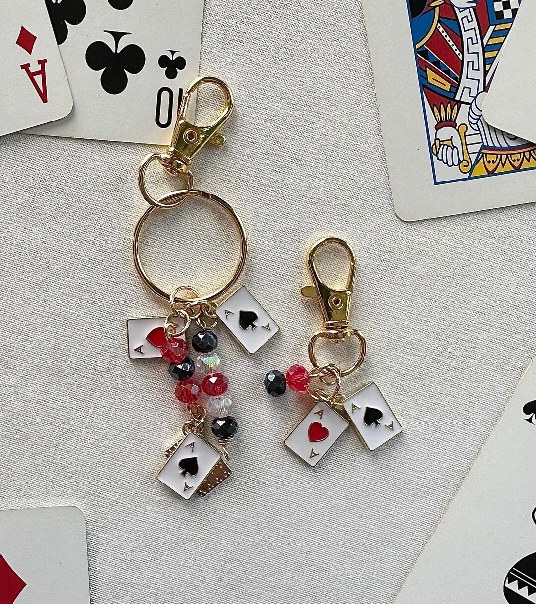 Handmade Miniature Poker Playing Card Keychain, Custom Ace of Hearts ...