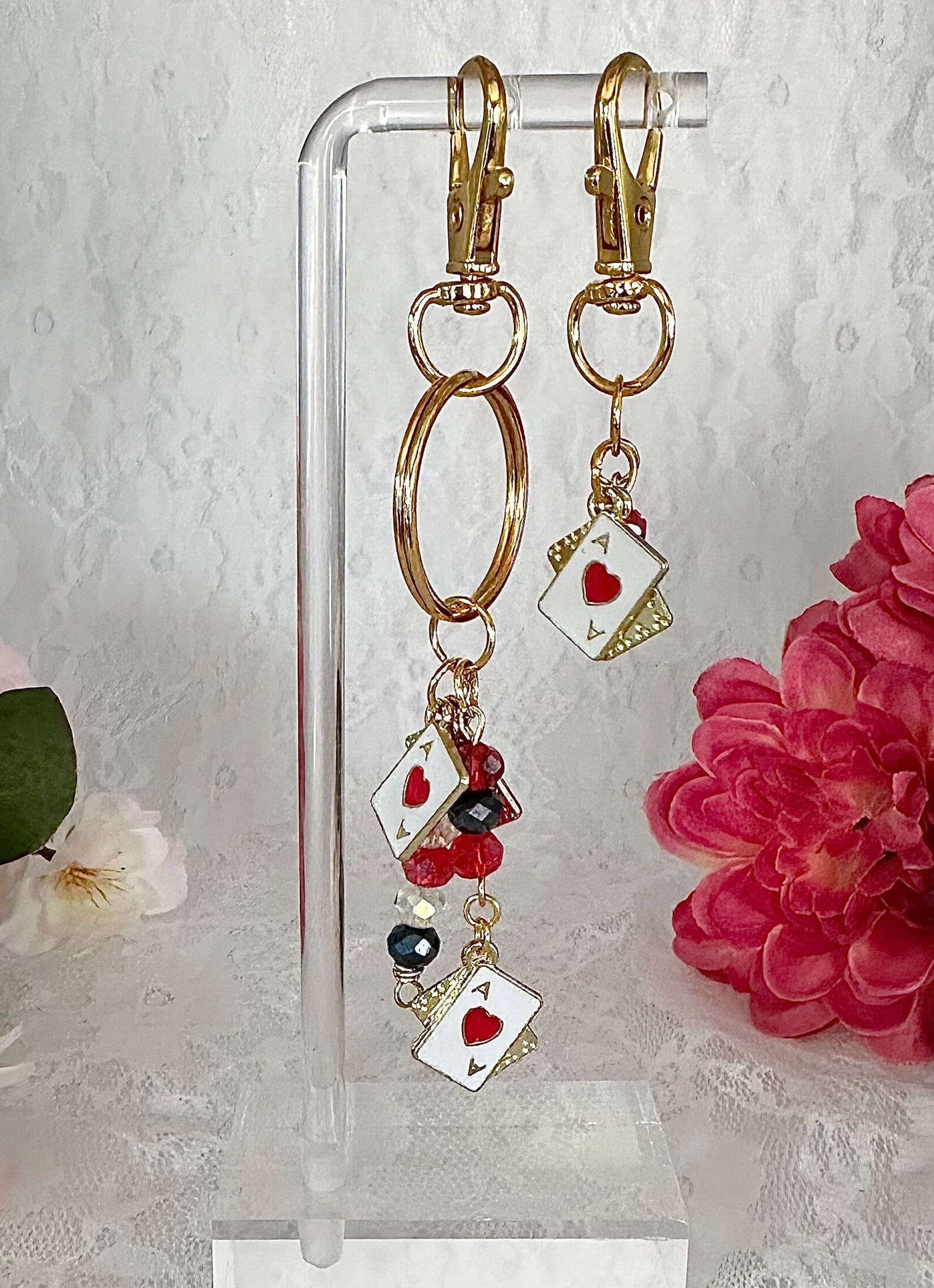 Handmade Miniature Poker Playing Card Keychain, Custom Ace of Hearts ...