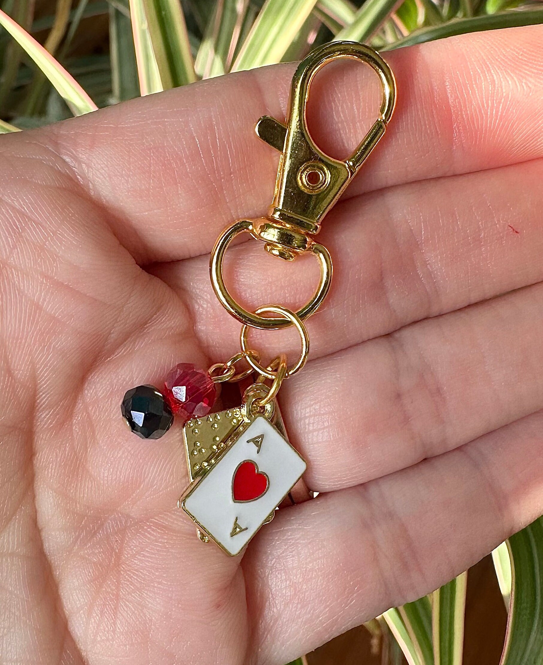 Handmade Miniature Poker Playing Card Keychain, Custom Ace of Hearts ...