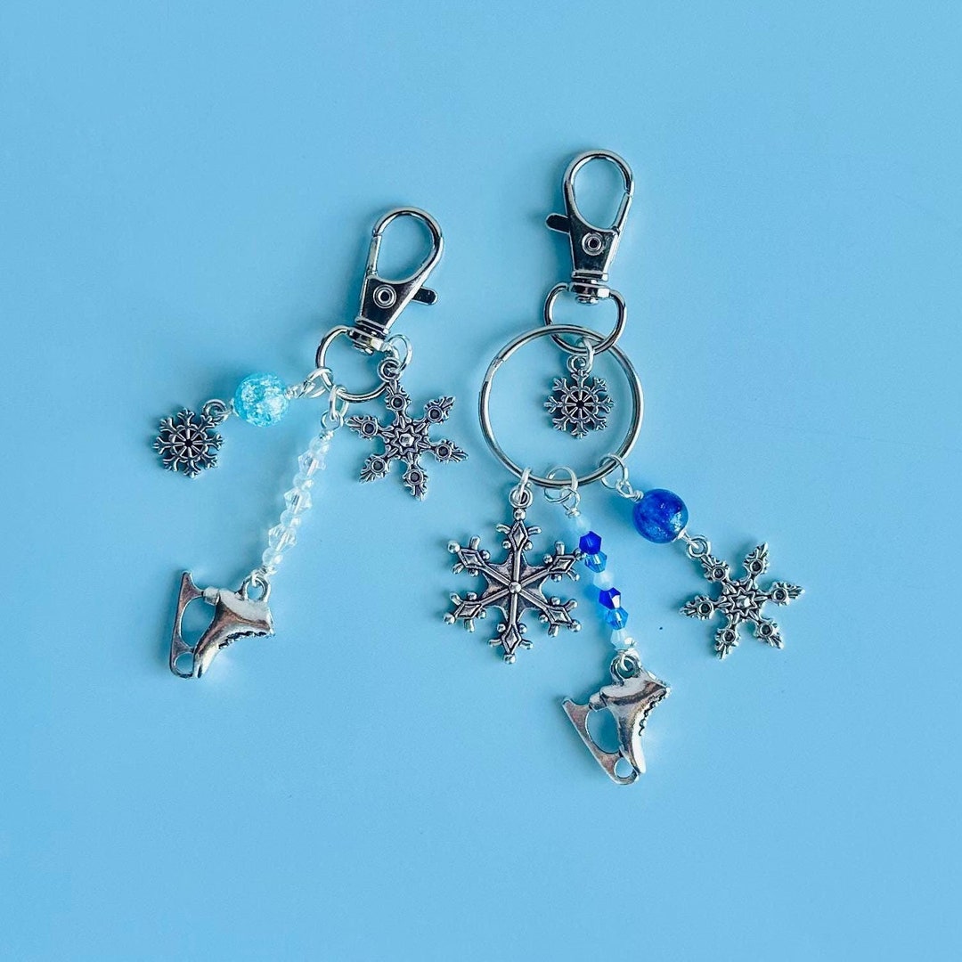 Silver Snowflake Ice Skate Keychain, Handmade Winter Wonderland Purse ...