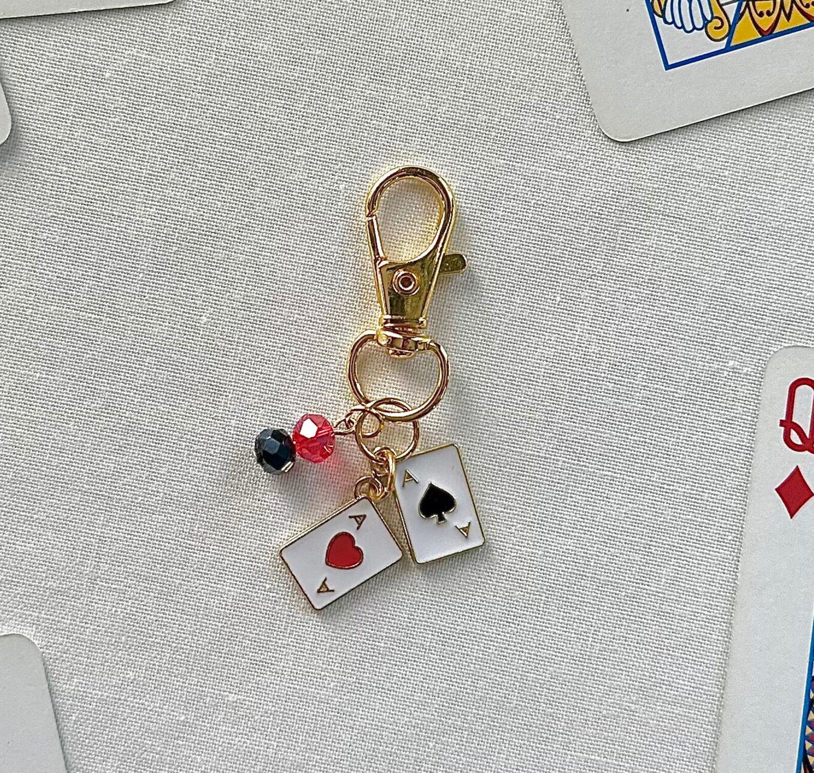 Handmade Miniature Poker Playing Card Keychain, Custom Ace of Hearts ...