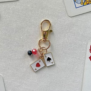 Handmade Miniature Poker Playing Card Keychain, Custom Ace of Hearts ...