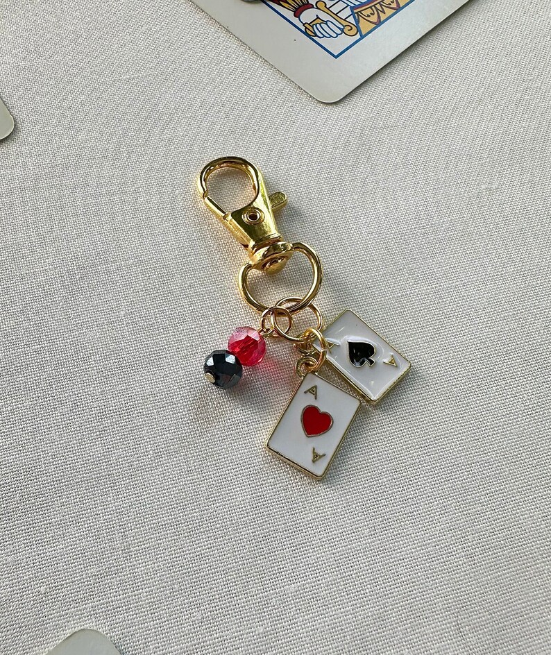 Handmade Miniature Poker Playing Card Keychain, Custom Ace of Hearts ...