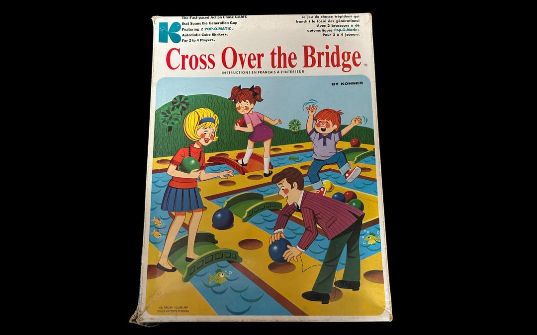 1970 CROSS OVER the BRIDGE Board Game by Kohner | Double Pop-o-matic ...