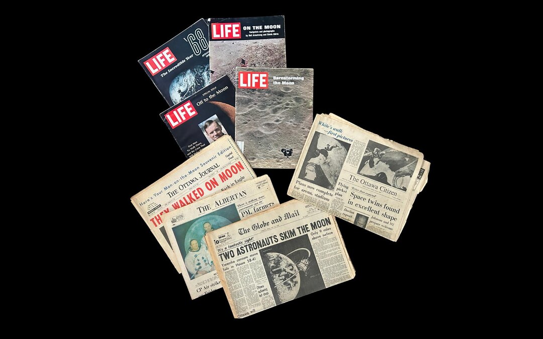 APOLLO 11 Moon Landing Magazine and Newspaper Lot | 4 LIFE Magazines ...