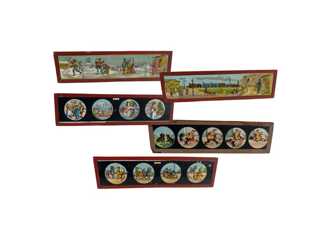 Antique Magic Lantern Slides | Victorian Glass Slides - Set of 5 ...