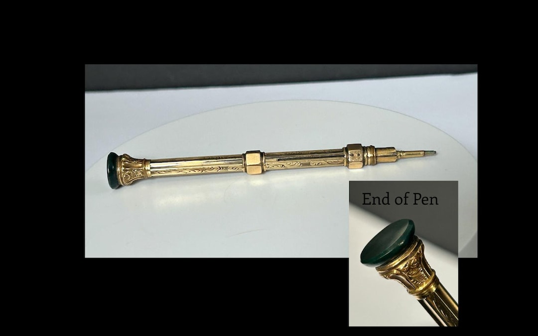 Antique Telescoping Combination Pencil & Pen | Dual Slider | Engraved ...
