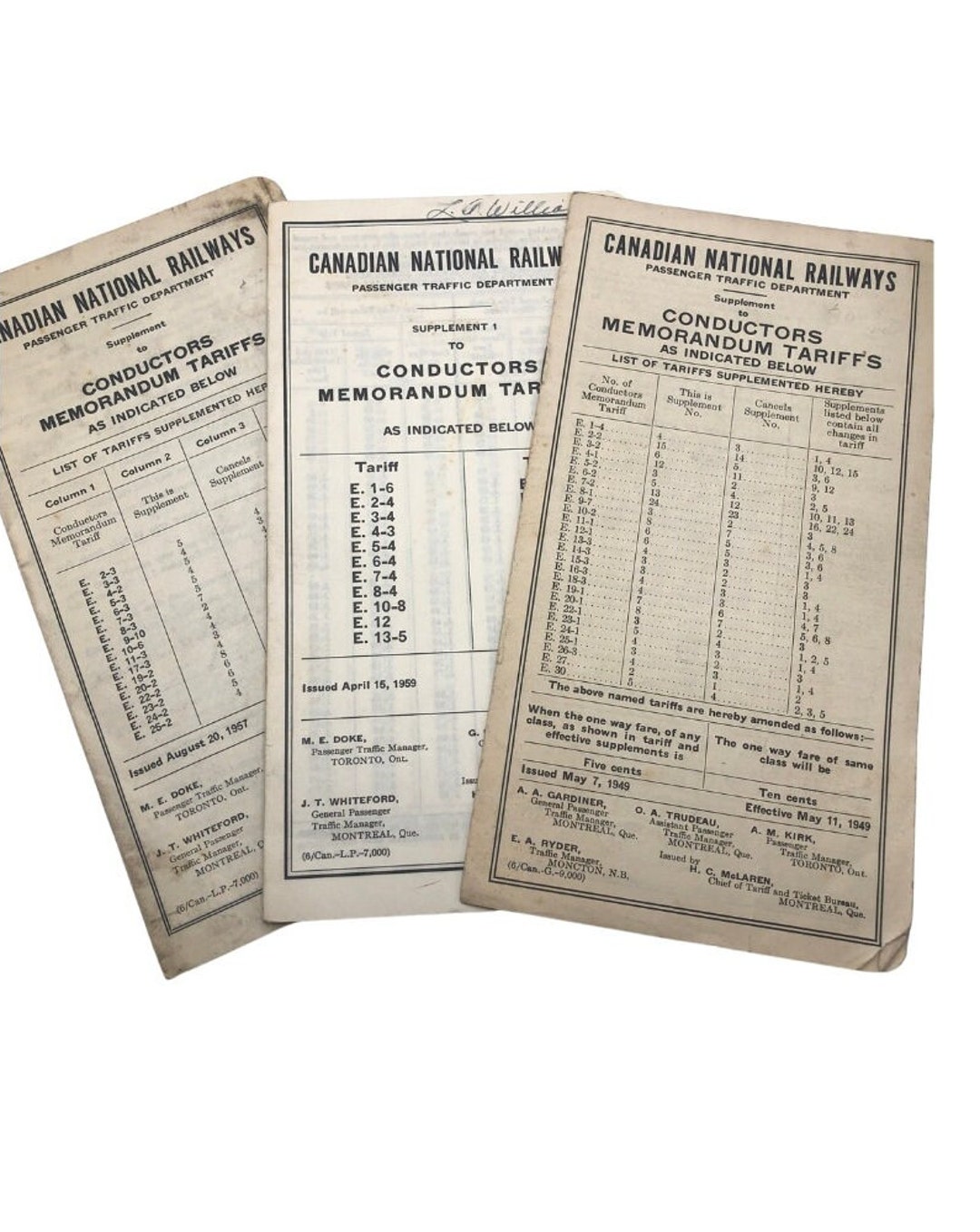 CN RAILWAY 1949-1959 Tariff Booklets Canadian National Railway ...
