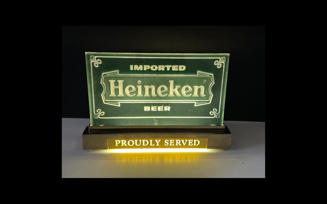 Vintage HEINEKEN Light-up Bar Sign Imported Beer Cash Register Topper ...