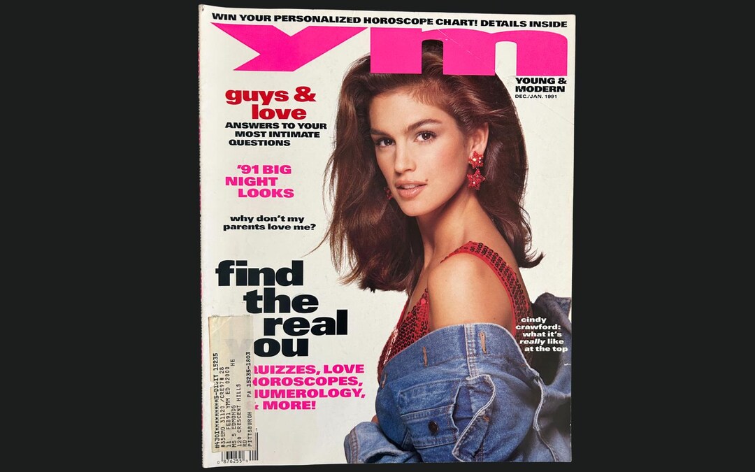 1991 YM Magazine | Cover: Cindy Crawford | December/january 1991 ...