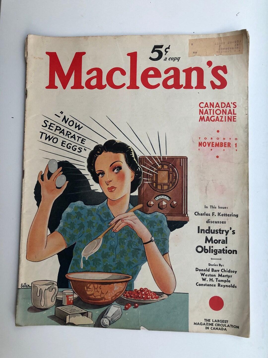 Vintage 1939 Maclean's Magazine Vintage Maclean's Magazine November 1 ...