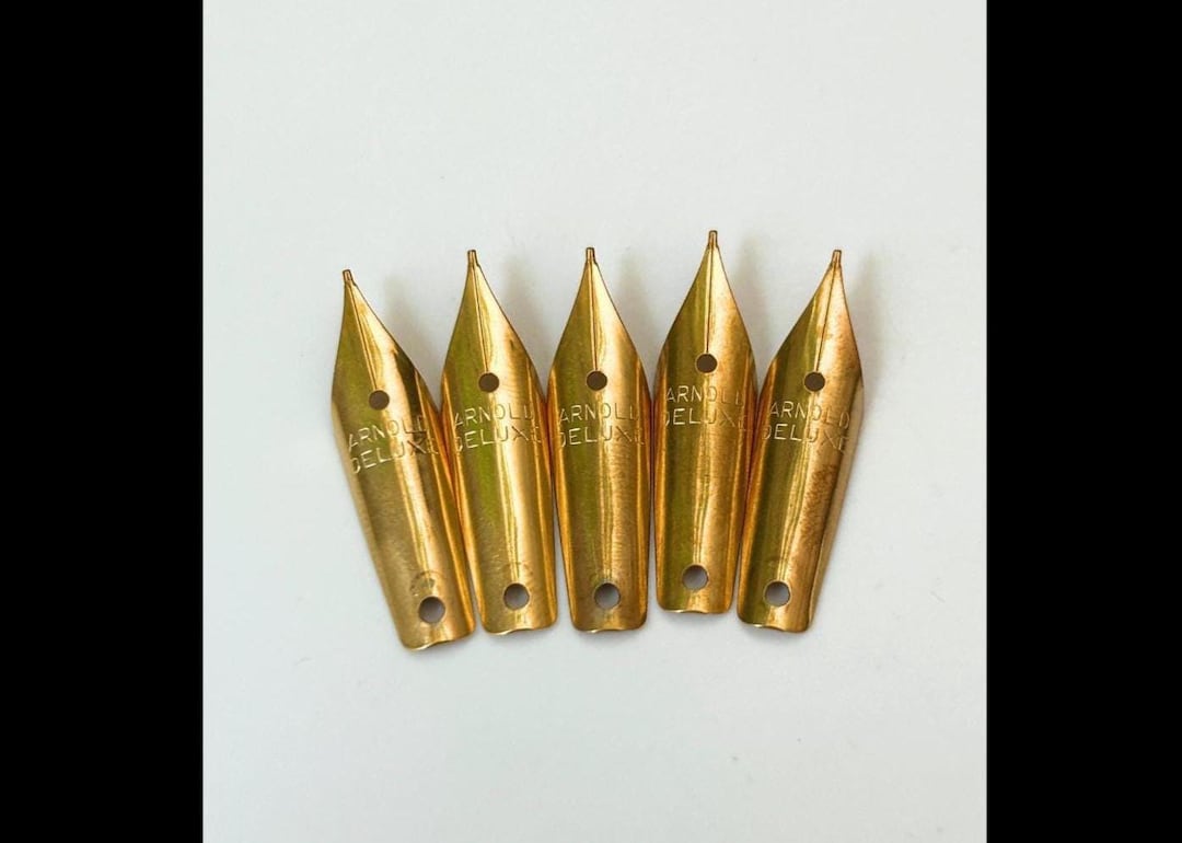 1930-1940s ARNOLD DELUXE Gold-colored Dip Pen Nibs | Lot of 5 Gold ...