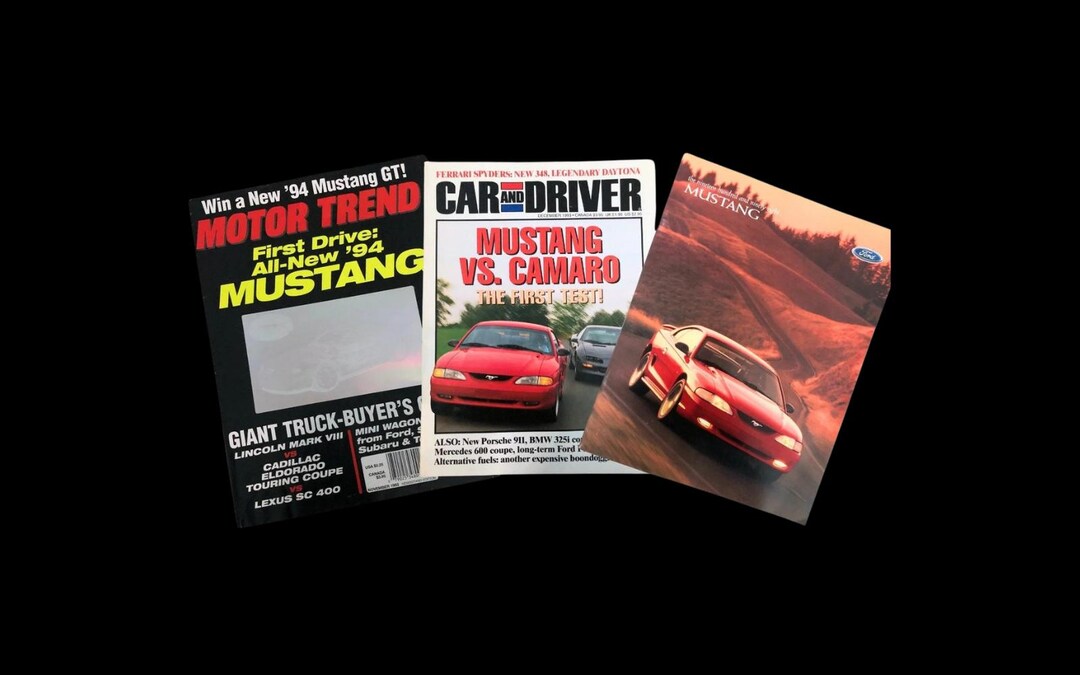 90's FORD MUSTANG Magazine Lot: Motor Trend Nov '93 | Car & Driver Dec ...