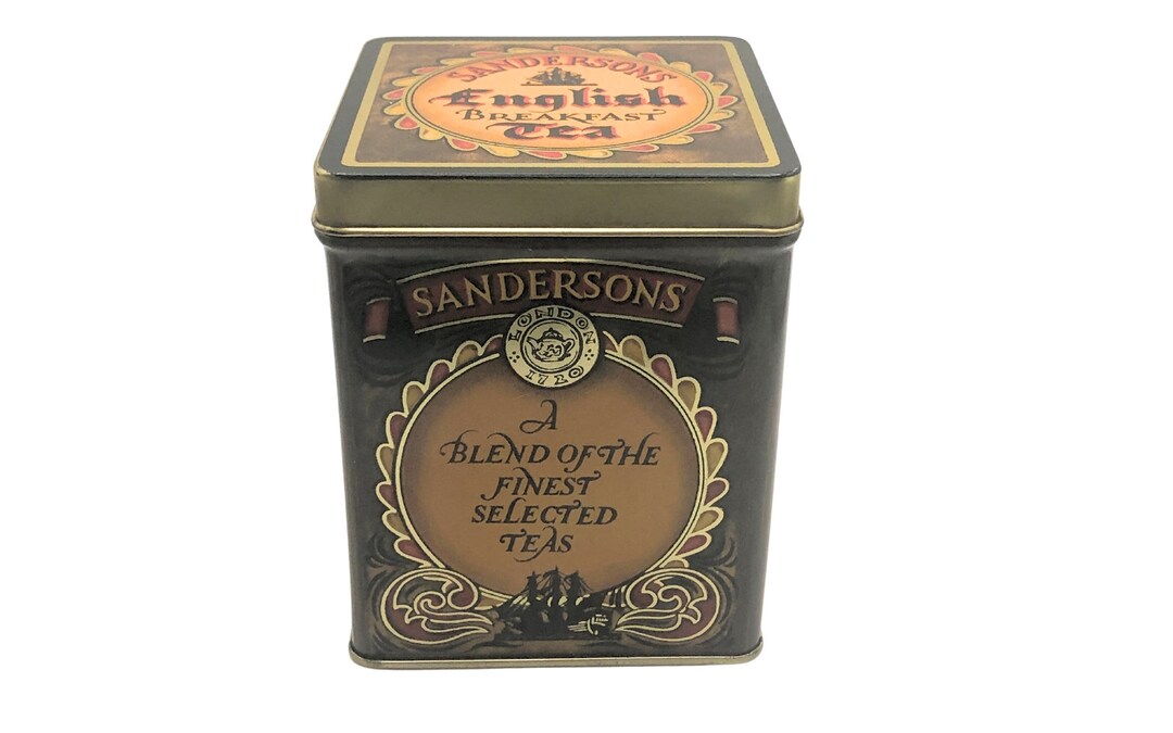 Vintage Sanderson's Tea Tin I Made in England I Vintage Tea Tin I ...