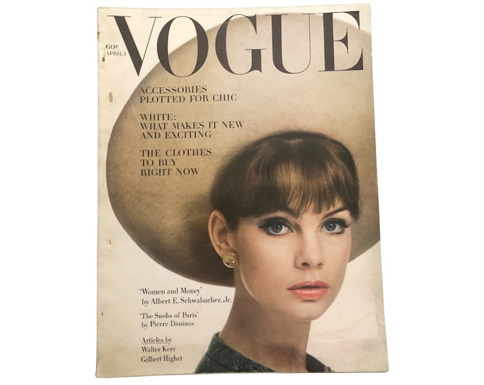 1963 VOGUE Magazine I April 1, 1963 Issue I Cover: Jean Shrimpton I ...