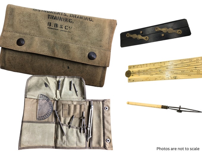 Victorian-era MATH SET in Canvas Pouch I Canvas Bag I Ebony & Brass ...