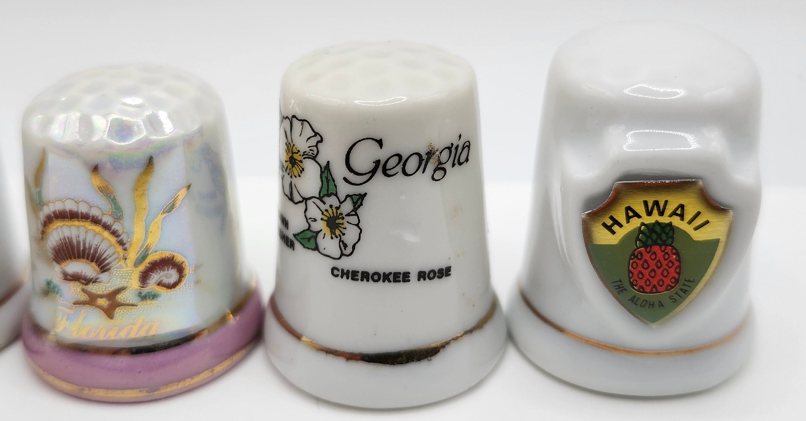 22 Vintage Ceramic and Metal Thimbles United States Collectible State ...