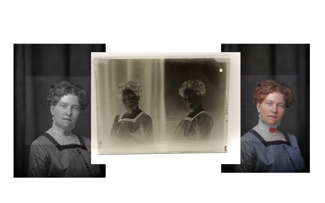 Antique 1800s GLASS PLATE NEGATIVE With Two Digitized Copies of the ...