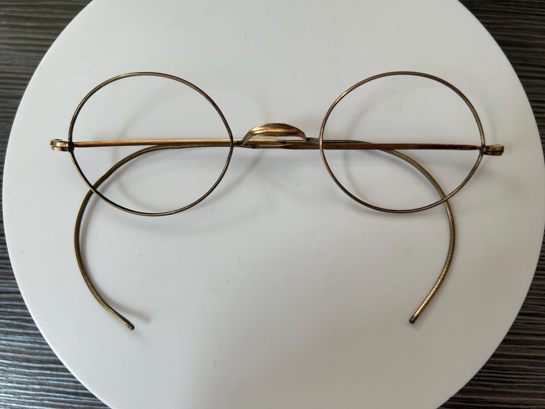 Antique Brass Wire-rim Eyeglasses With Cable Temples | Antique ...