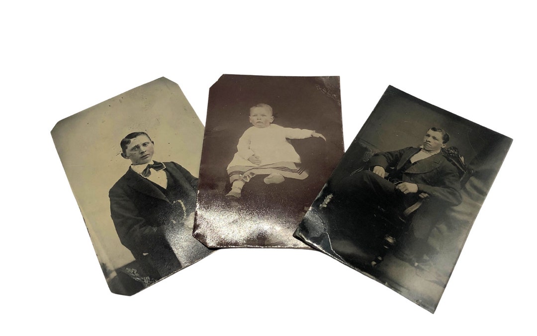 Antique Lot of 3 TINTYPE Photographs - Antique Portrait Photos ...
