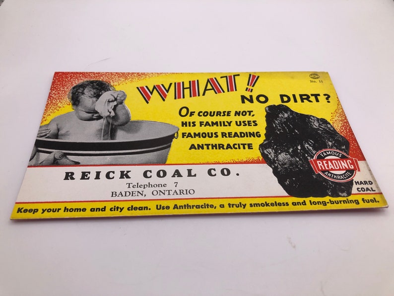 1930s Advertising Blotter for "famous Reading Anthracite" Coal ...