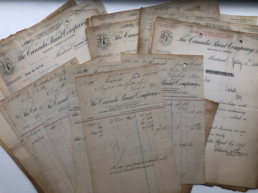 1895 HISTORICAL DOCUMENTS From the Canada Paint Company of Montreal ...