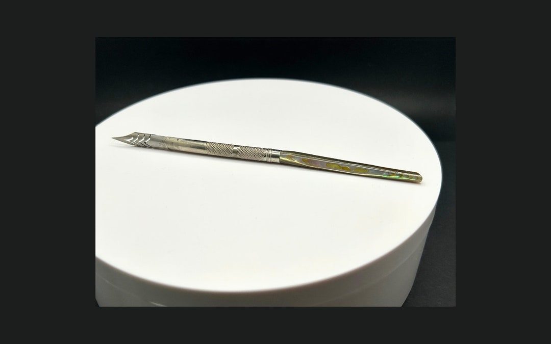 Antique Victorian Abalone Dip Pen | Silver-colored Finial | Antique Nib ...