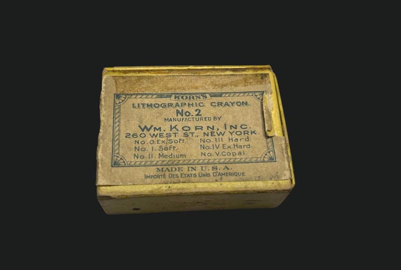 Vintage Korn's Lithographic Crayons No. 2 | Wm. Korn Inc. | Printmaking ...