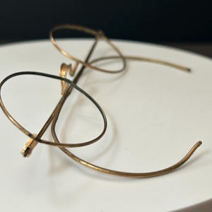 Antique Brass Wire-rim Eyeglasses With Cable Temples | Antique ...