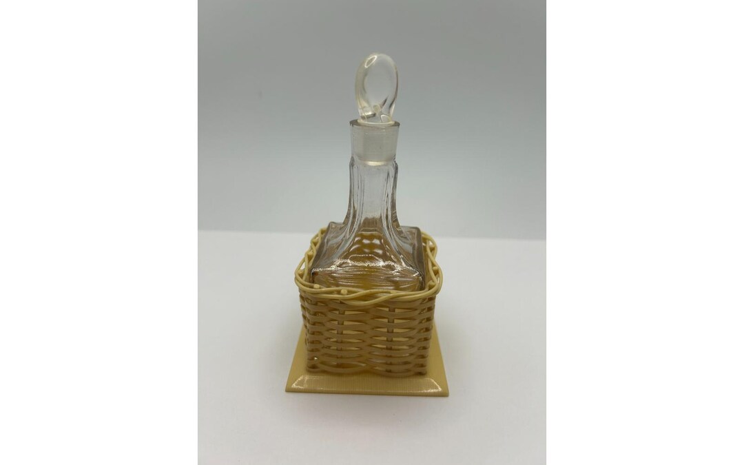 Vintage French Ivory & Glass Perfume Bottle | Basket Weave Holder | MCM ...