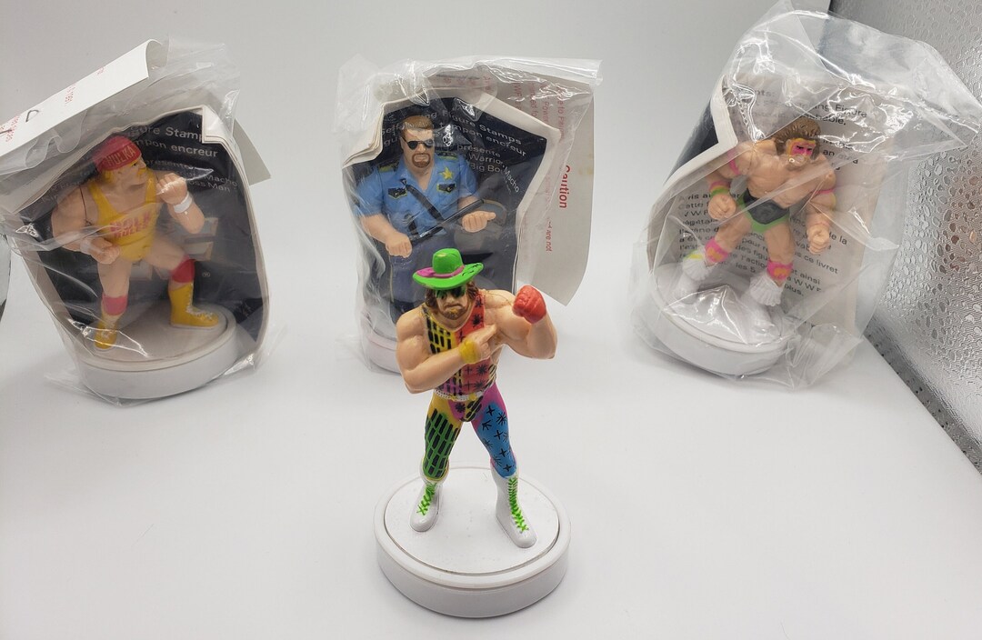 Mcdonald’s Vintage 1990 WWF Ink Stamp Figures Set of Four Stamps Hulk ...