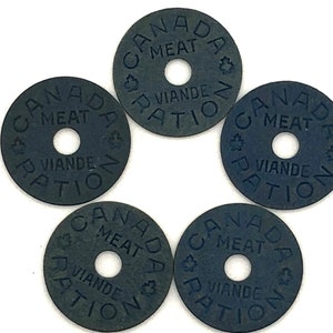 5 Canadian Meat Ration Tokens Viande Rationing Token 1945 Blue Ration ...