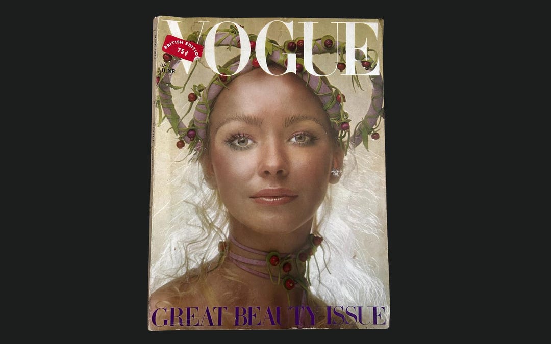 1970 UK VOGUE Magazine Cover: Maudie James June 1970 Maggie Smith Mick ...