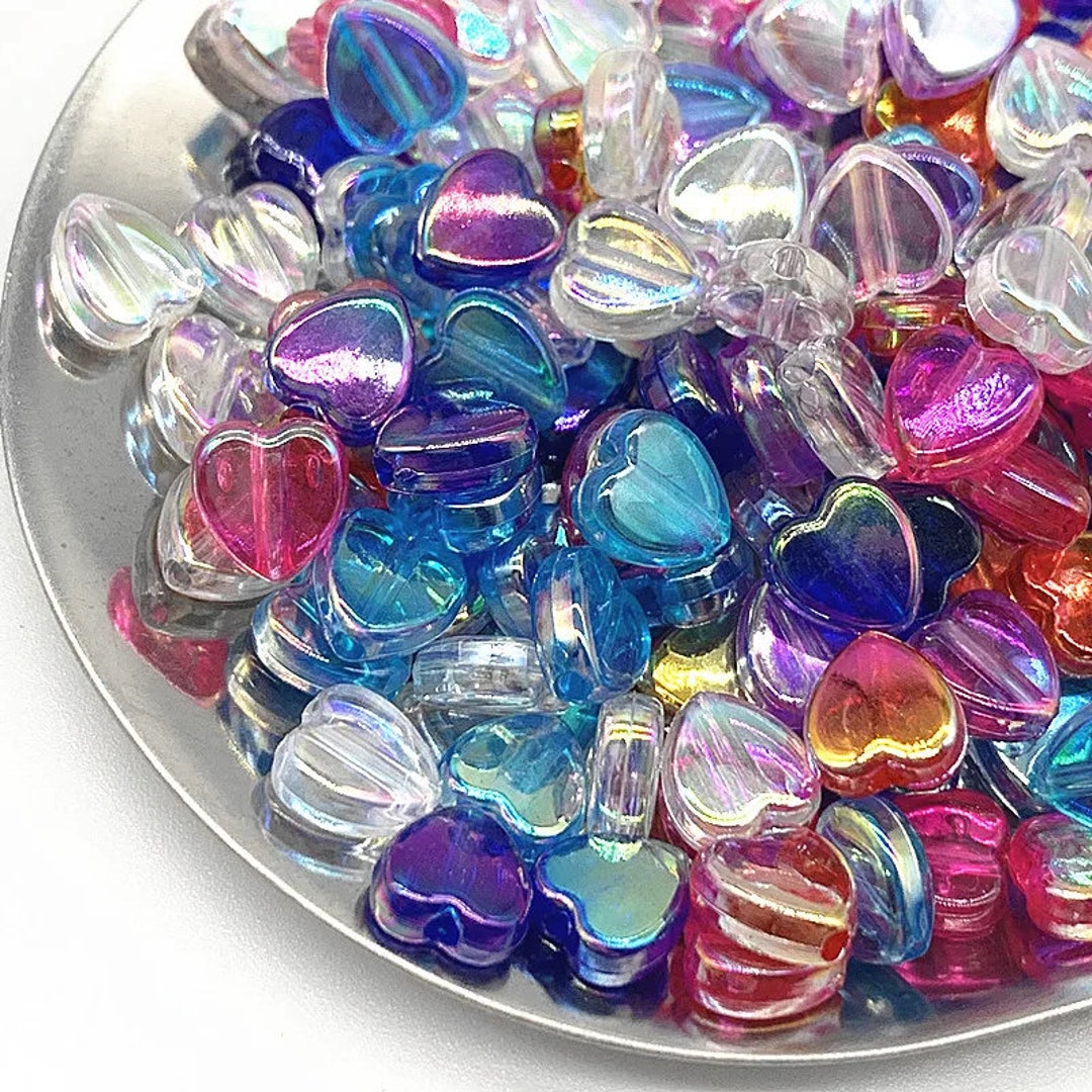 Heart Acrylic Beads, 120pcs Beads Acrylic Mix, Spacer Beads, Round ...