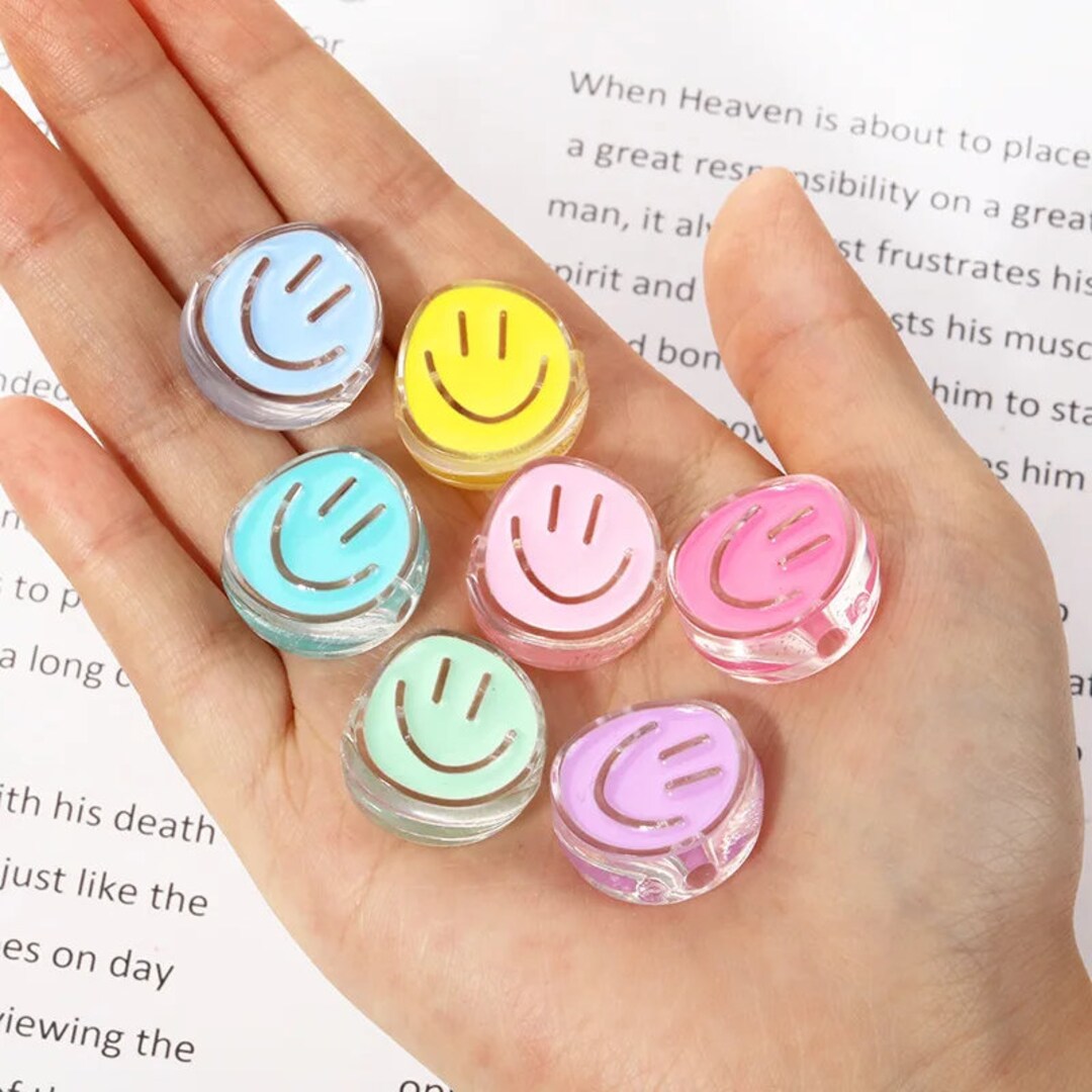 Smile Face Beads, 20pcs Acrylic Beads, Smile Acrylic Beads, Acrylic ...