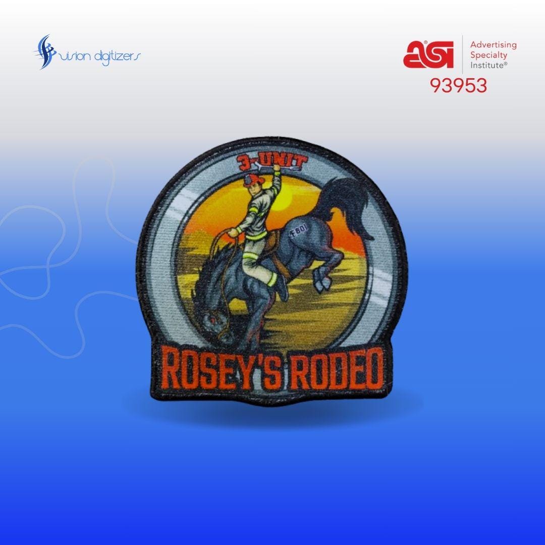 Rosey's Rodeo Sublimated Patch | Rodeo Fire Fighter Iron on Patches ...