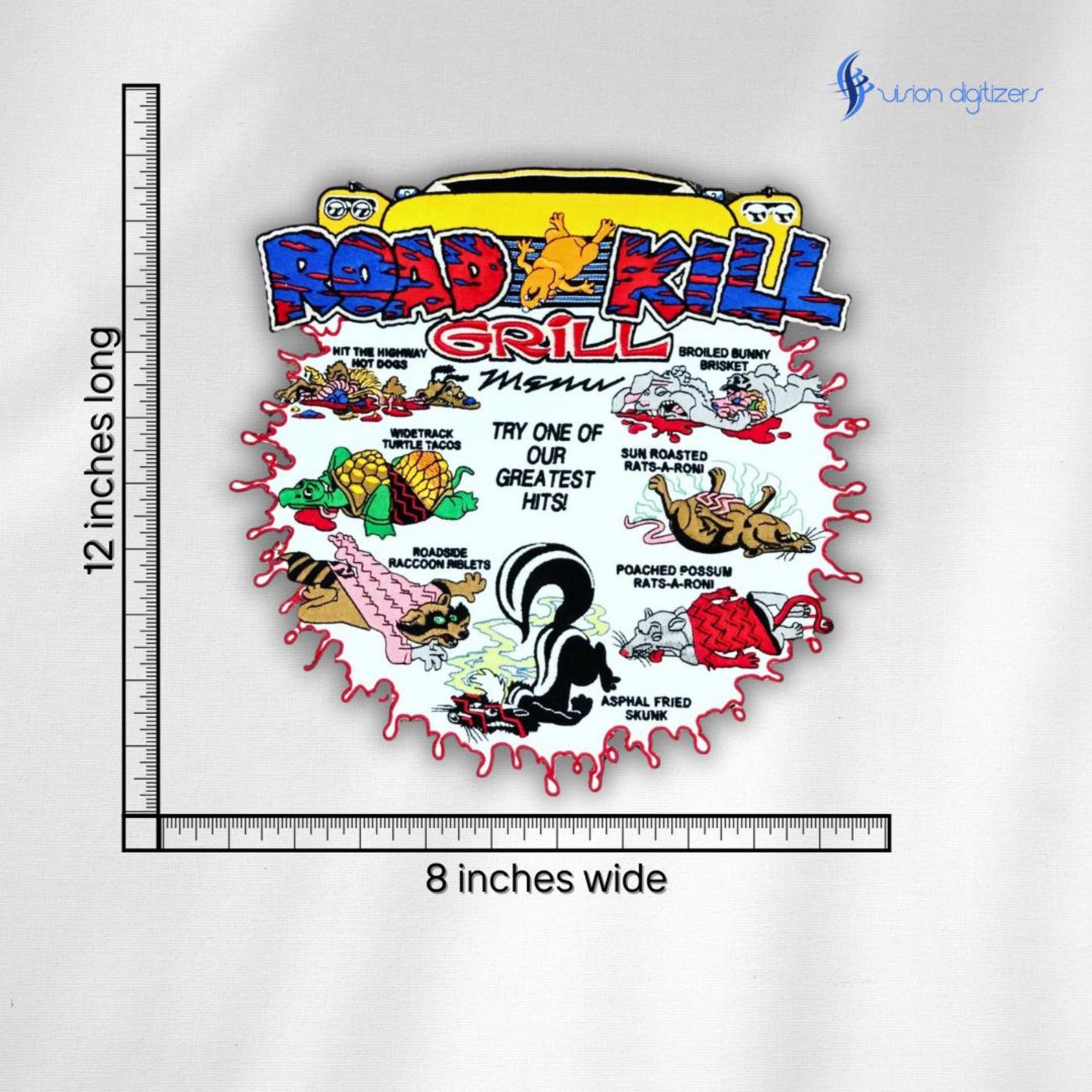 Road Kill Grill Embroidery Patch | Large Jacket Back Patch | Iron on ...