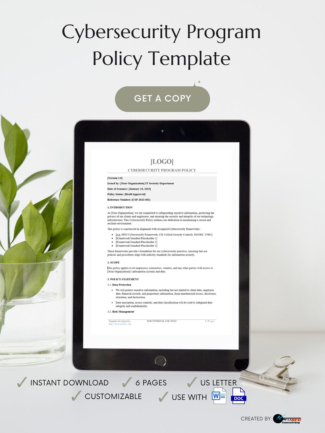 Nist-aligned Cybersecurity Policy Program Template for Comprehensive ...