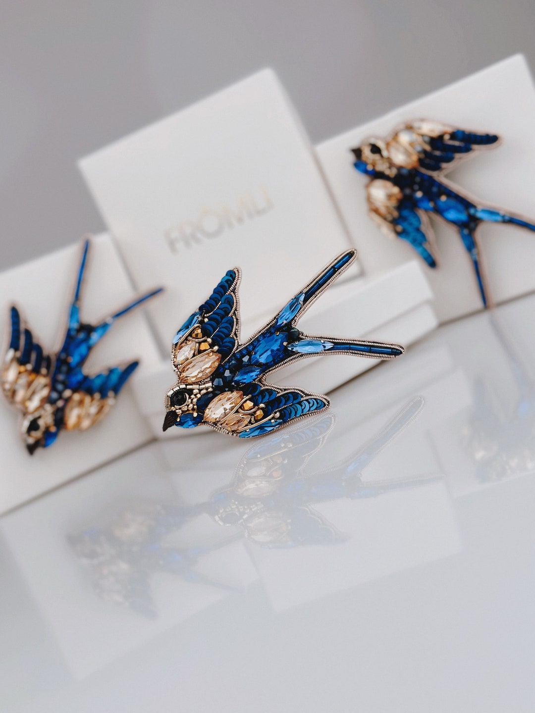 Bird Lover Blue Titmouse Brooch, 40th Birthday Gift, Embroidered ...