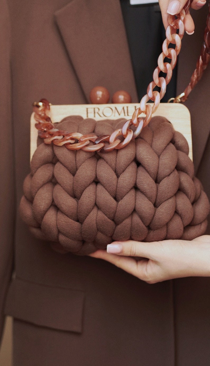 Hand-knitted Chunky Marshmallow Designer Bag - Super Bulky Korean Giant ...