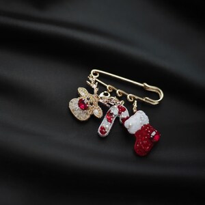 Custom Christmas Charm Safety Pin Brooch - Festive Collectible Jewelry ...